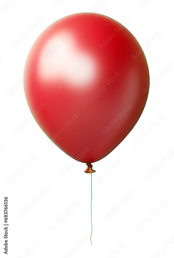 Closeup of a single red balloon with a smooth, reflective surface on a ...