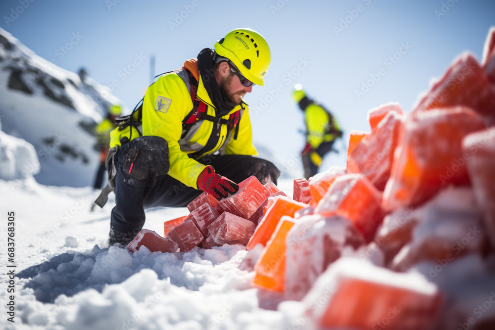 multicolor human ingenuity in avalanche protection, embodying ...