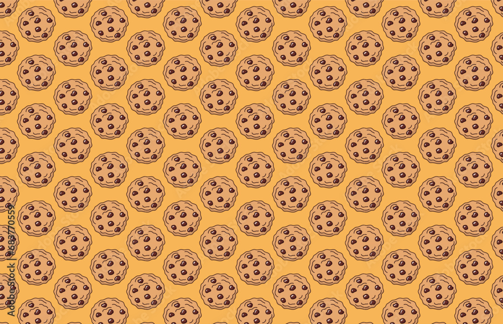 seamless pattern with chocolate chip cookies. vector repeating pattern ...