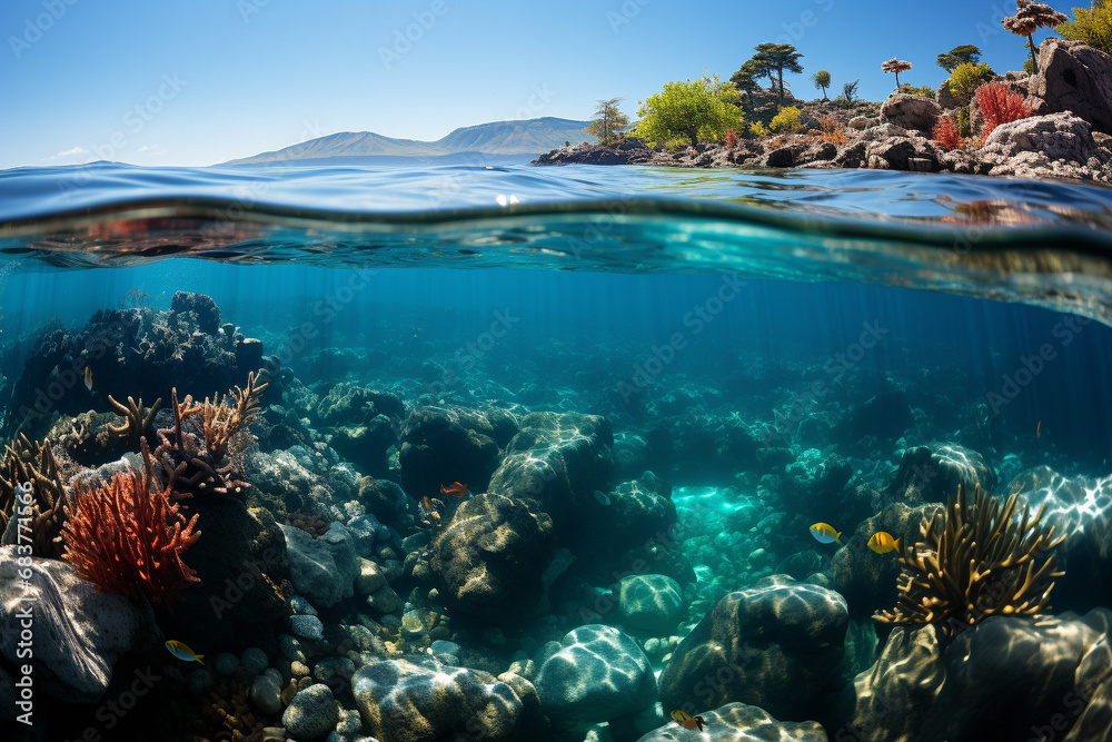 vibrant ecological significance of island seas, embodying marine life ...