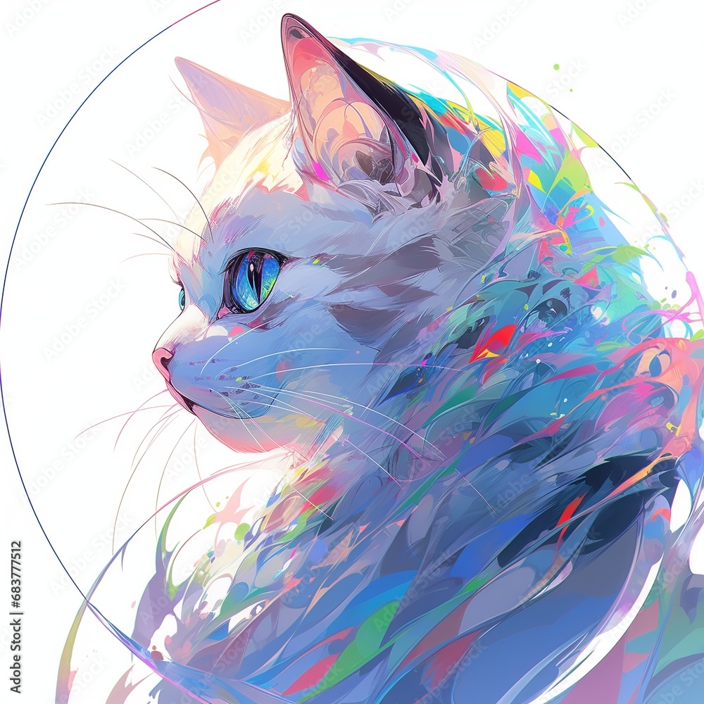 cat, small, Androgynous, Hand Drawn, fisheye, Texturing, Flat ...