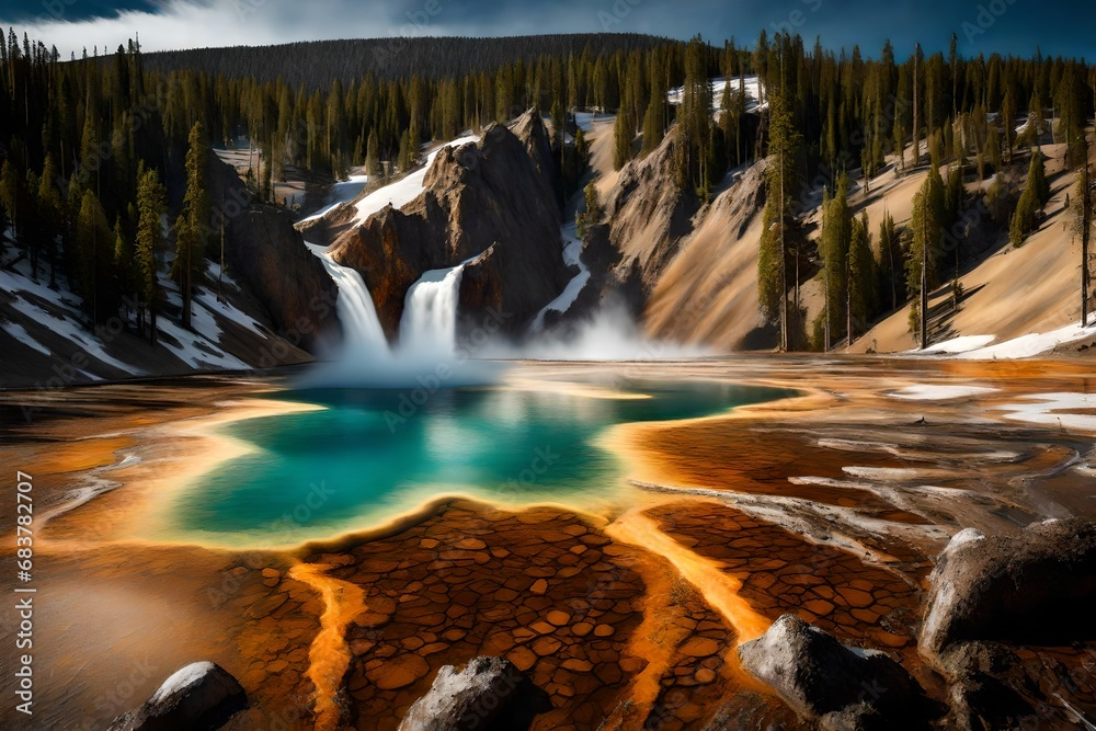 Explore the geothermal features of Yellowstone National Park. Stock ...