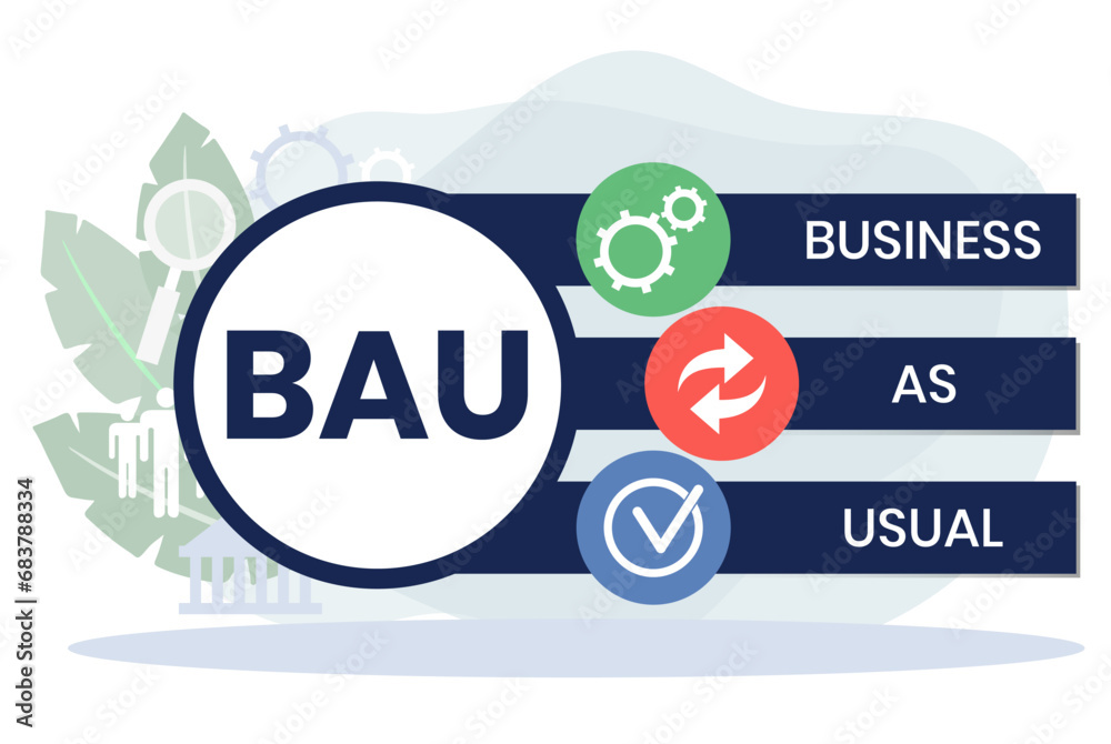 BAU - Business as Usual. business concept background. vector ...