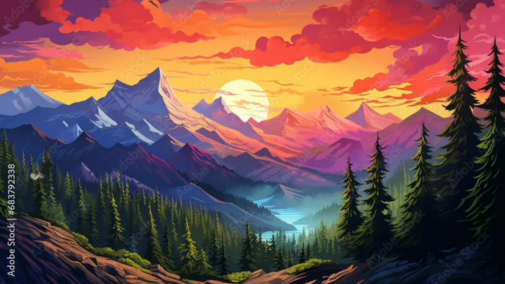 Mysterious landscape of majestic mountains at sunset during summer ...