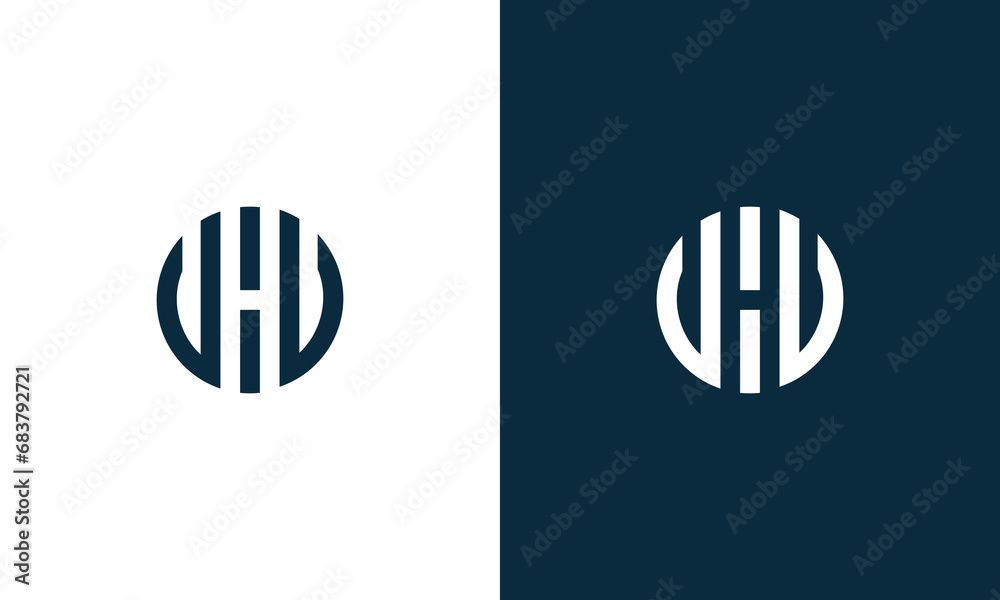 VHV initials logo collection in a circle with a black and white ...