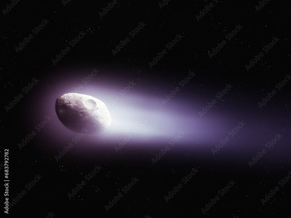 Halley's Comet isolated in space. The nucleus and tail of a large comet ...