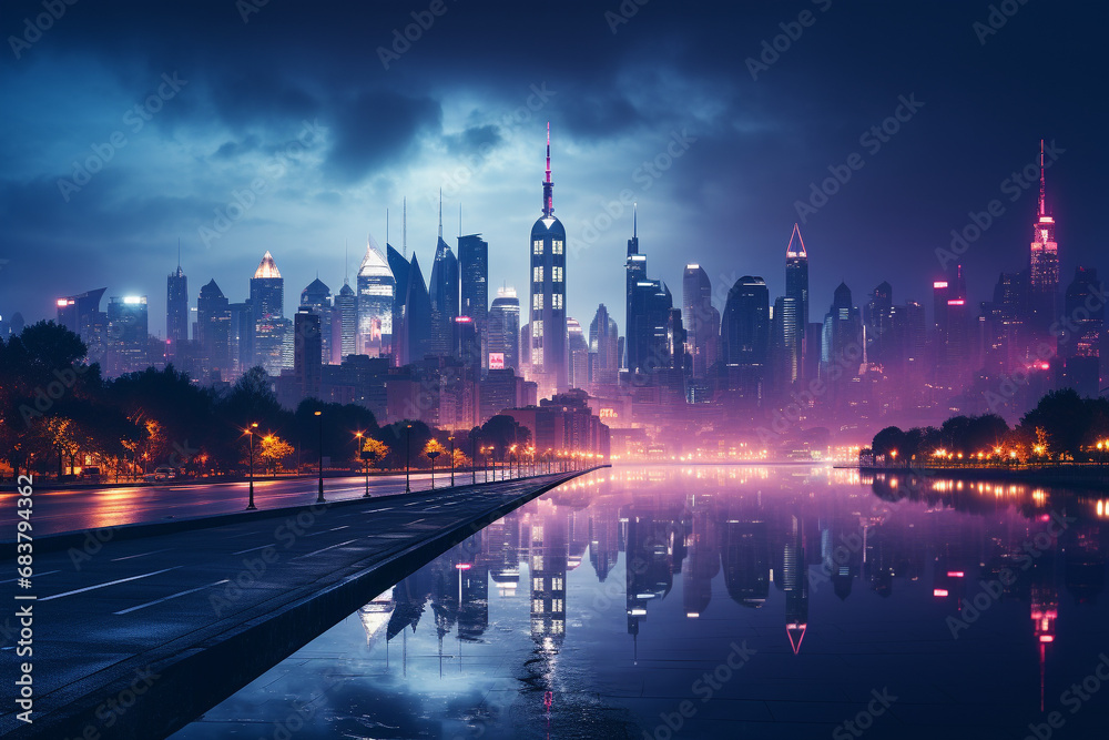 Foto de vibrant portrays enigmatic charm of a city veiled in mist ...