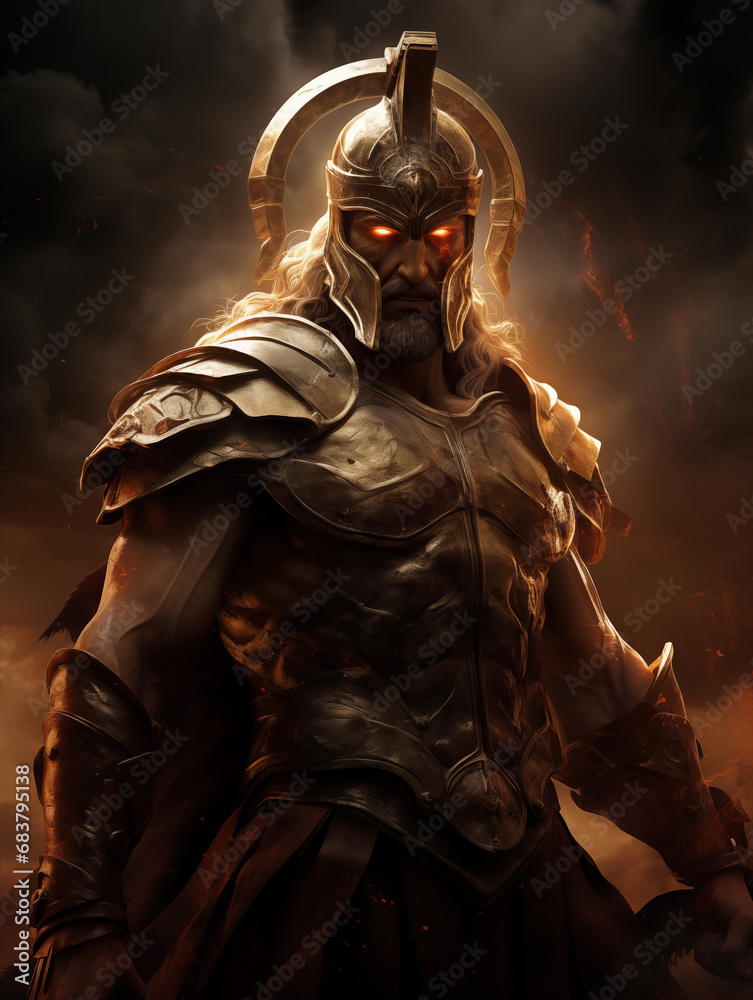 Ancient Greek Mythology God of War Ares Roman Mars Stock Illustration ...