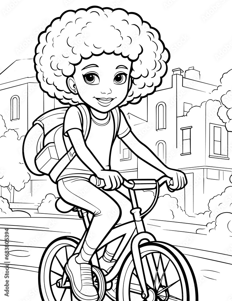 Girl coloring page. Girl riding a bike Coloring Page. bike coloring ...