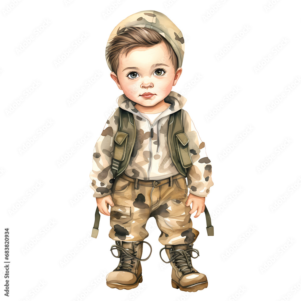 Cute Boy Hunting Watercolor Clipart Illustration Stock Illustration ...