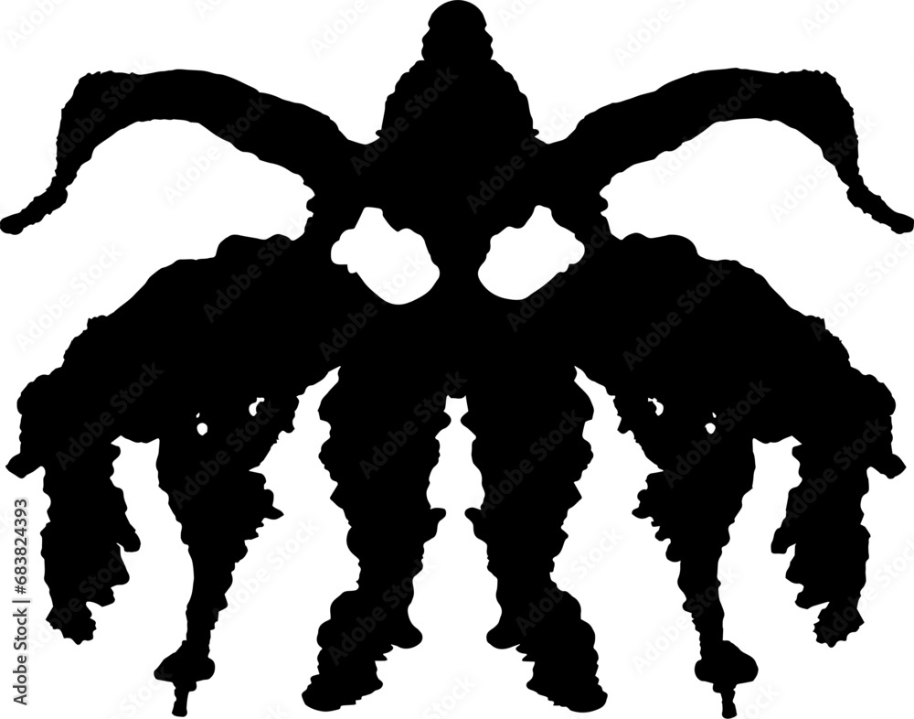 A vector illustration of an inkblot in the vague shape of a monster ...