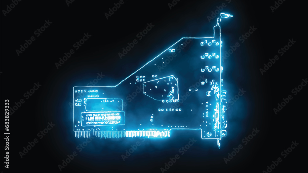 Realistic energy flow data visualization concept of a computer display ...