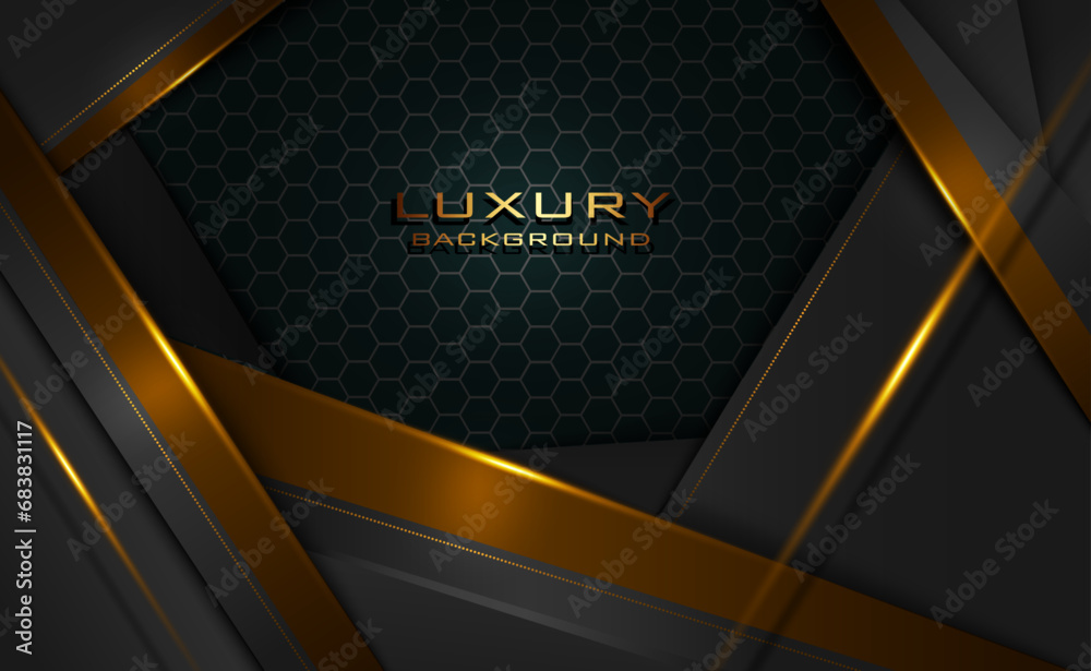 abstract digital black and gold color luxury modern background design ...