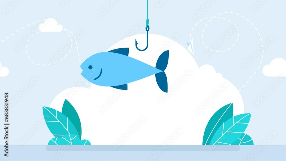 Fish looking questioningly on a fishhook. The fish was hit by the ...