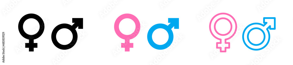 Gender symbols set. Gender vector icon. Male, female sign of gender ...