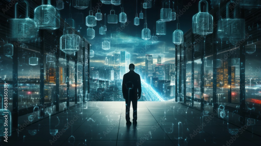 secure digital world: cybersecurity, encryption, and privacy concept ...