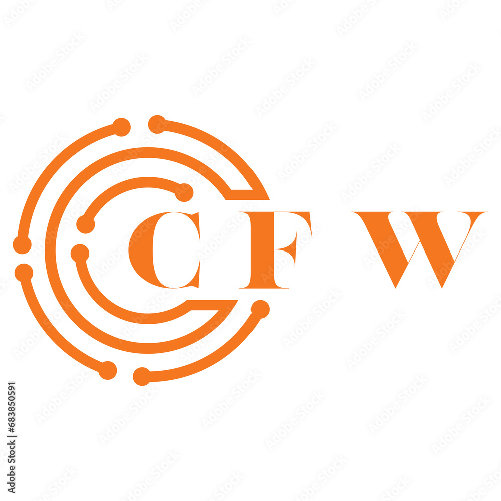 CFW letter design. CFW letter technology logo design on white ...
