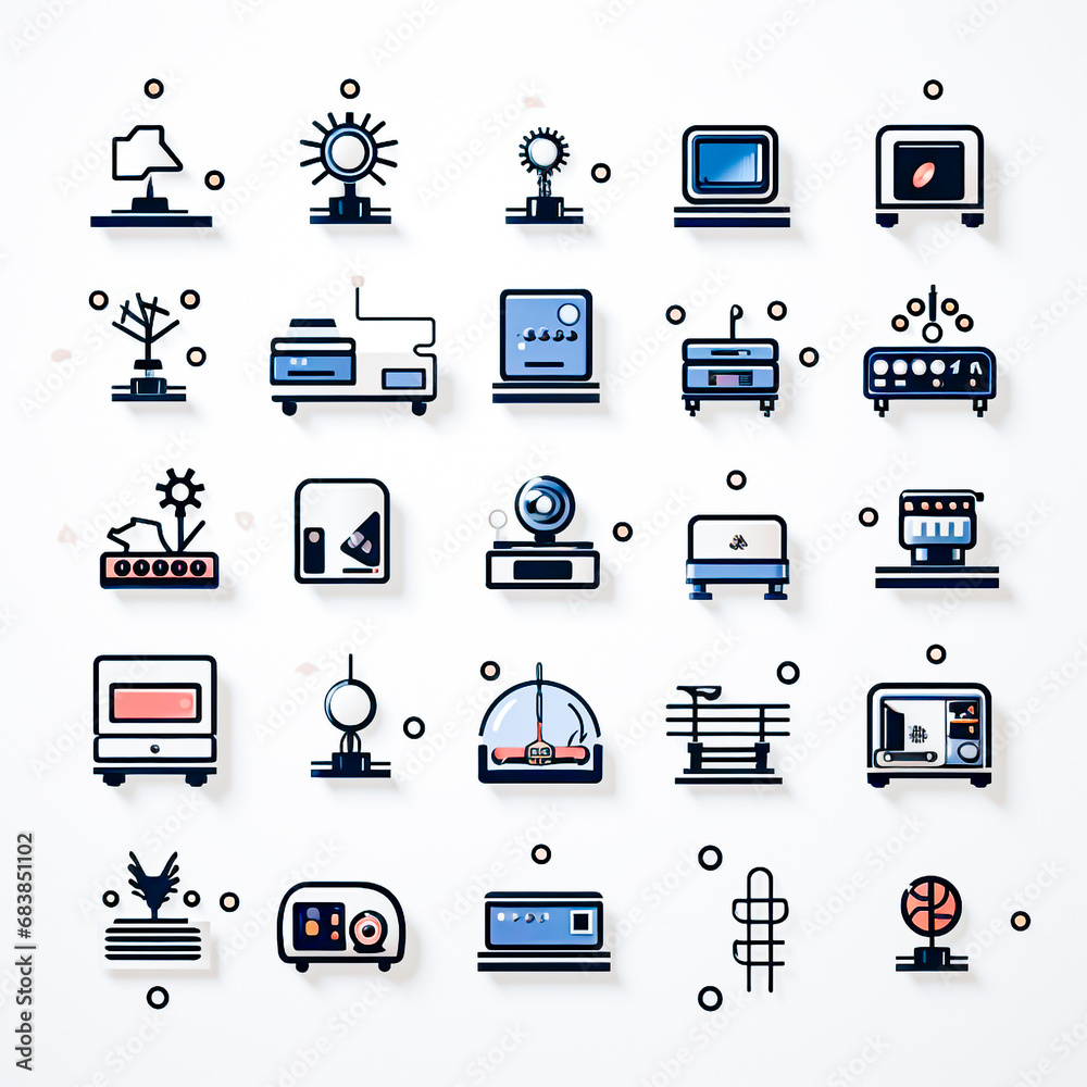 vector icons for the website of technology companies. Bridging digital ...