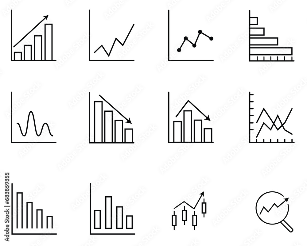 Statistics icon set. Simple Set of Chart Icons, ontains Icons like Pie ...
