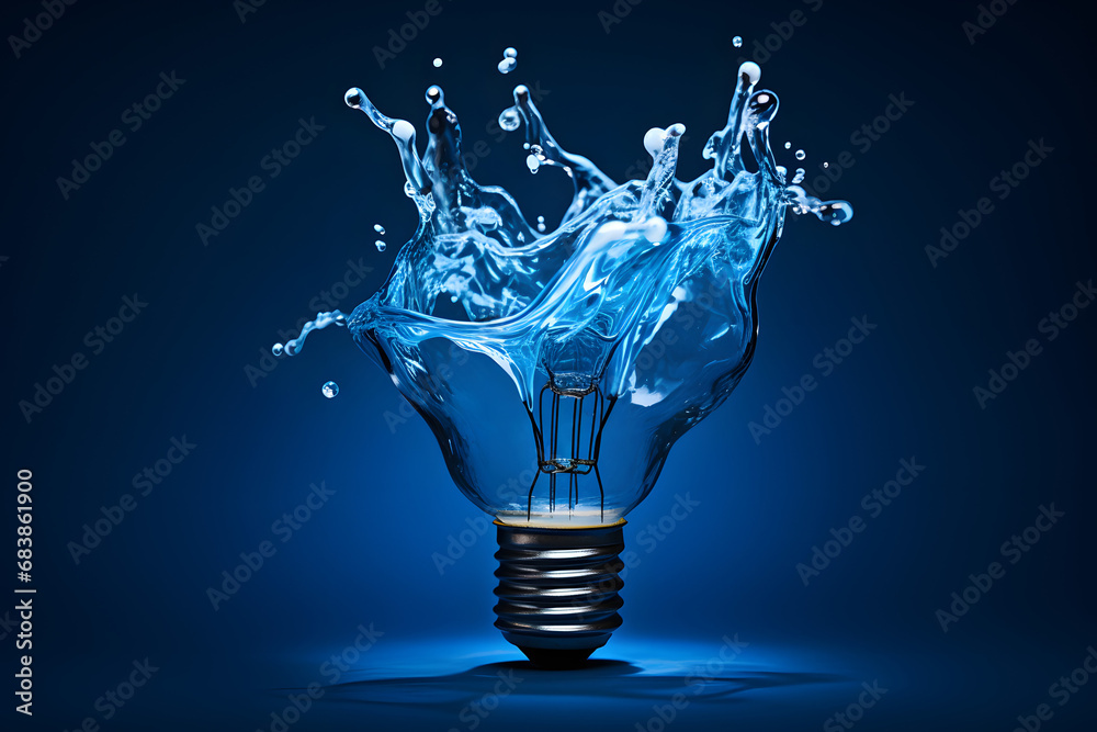 Electricity & water: light bulb glass turning into a splash of ...