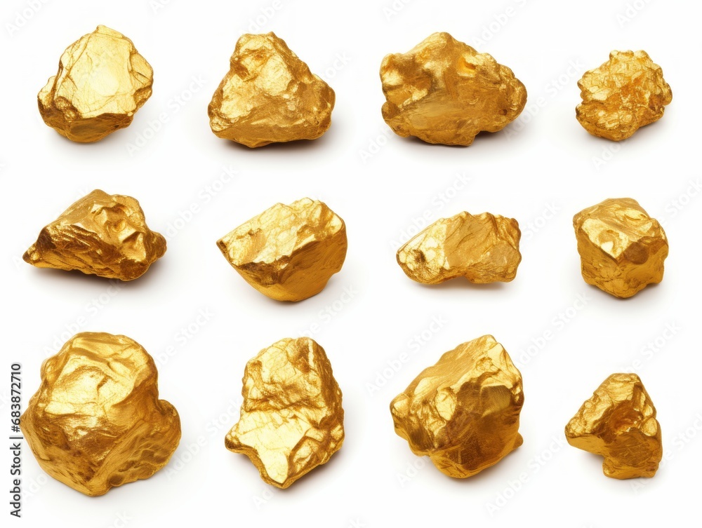 Unveiling the Magnificent Allure: Stunning Gold Nuggets on Pure White ...