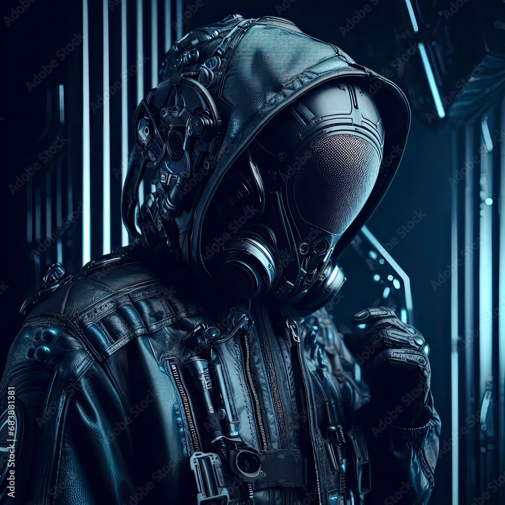 Futuristic Scifi Robot AI hacker cyberpunk hacking in future theme ...