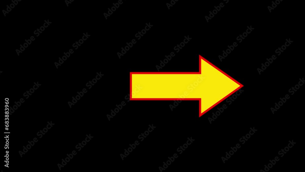 Abstract Directional arrow animation. signal icon. yellow color a ...