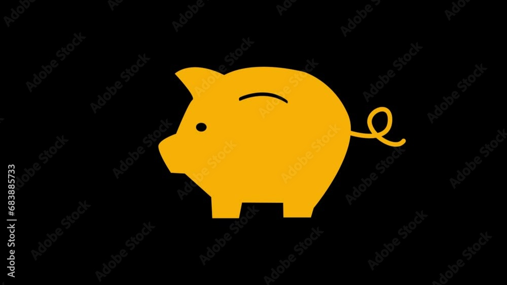 Piggy bank animation on a green screen. Piggy bank icon animation with ...