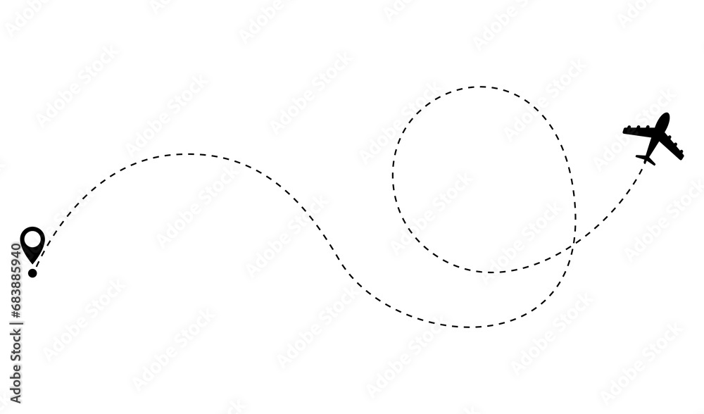Airplane dotted route line. Path travel line shape. Flight route with ...