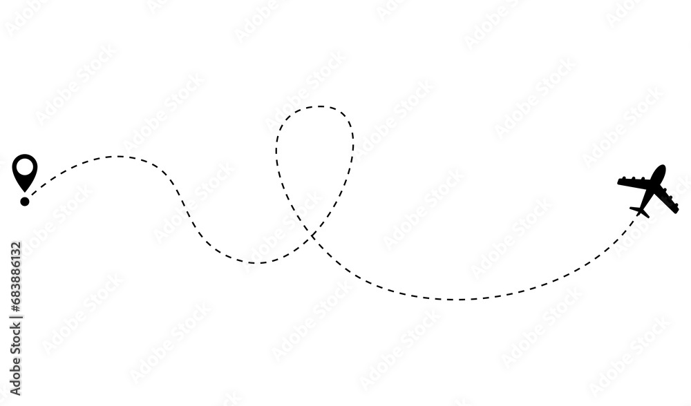 Airplane dotted route line. Path travel line shape. Flight route with ...