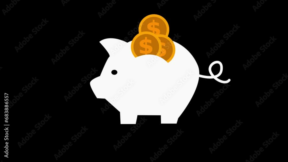 Vidéo Stock Piggy bank animation on a green screen. Piggy bank icon ...