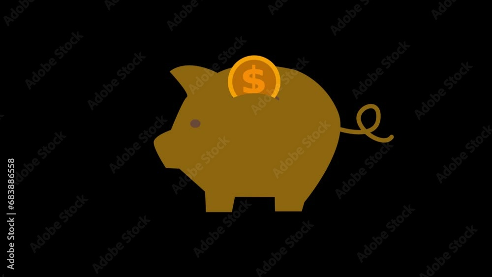 Piggy bank animation on a green screen. Piggy bank icon animation with ...