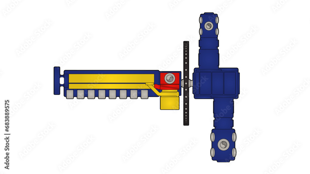 Reciprocating engine and compressor color drawing showing a two (2 ...