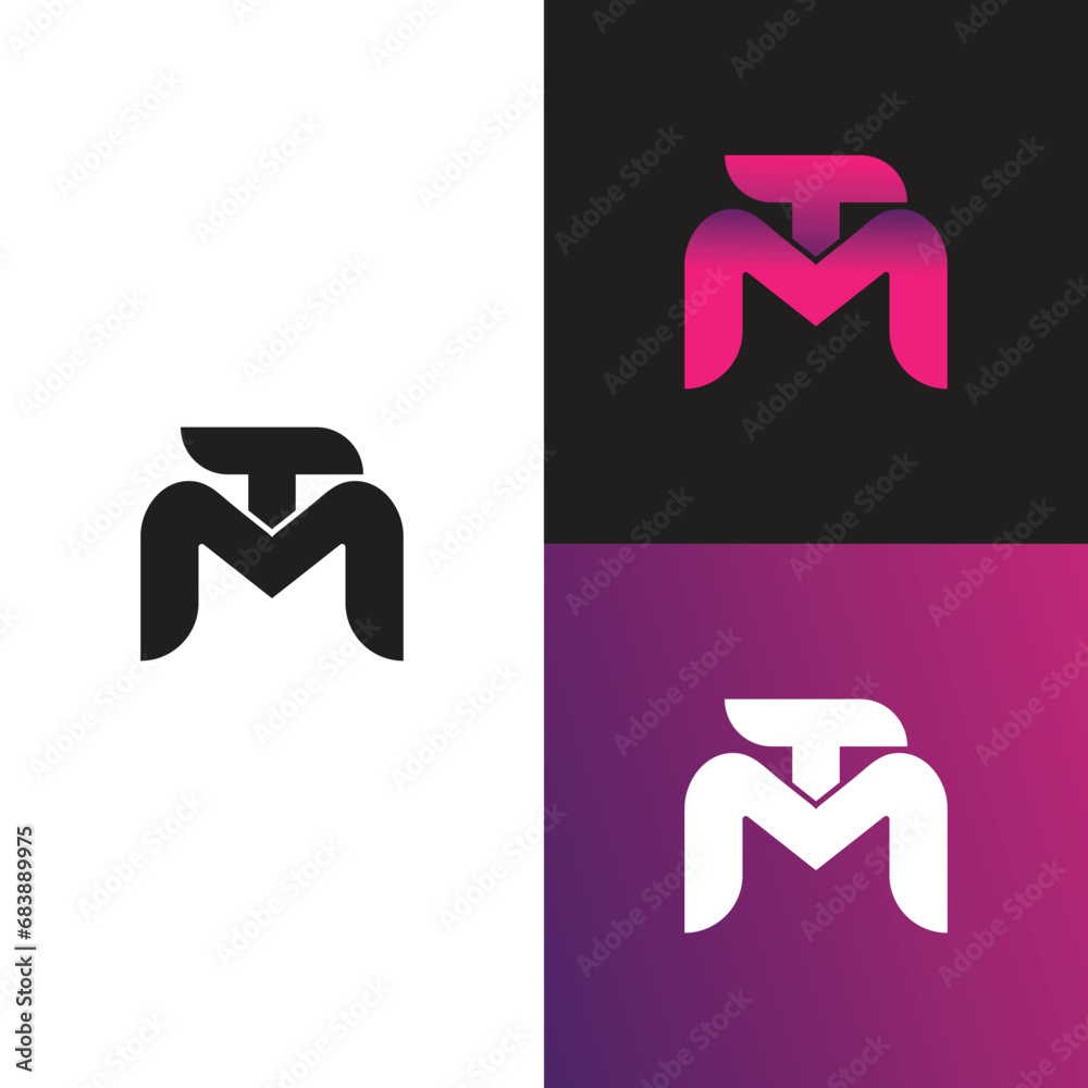 Mt logo design vector lettering unique alphabet combination of mt set ...