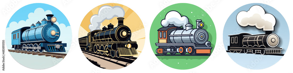 Steam Engine Train clipart collection, vector, icons isolated on ...
