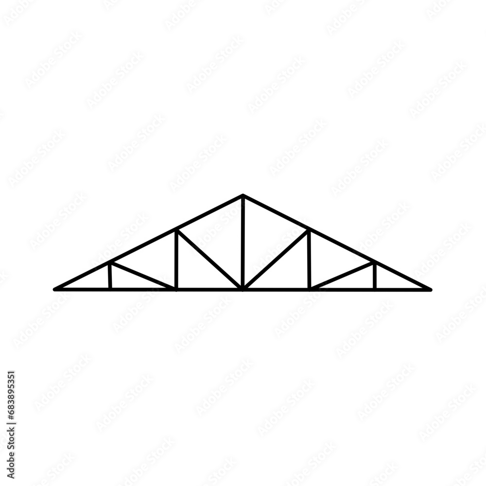 Roof metal truss construction. Icons of Roofing steel frame. Vector ...