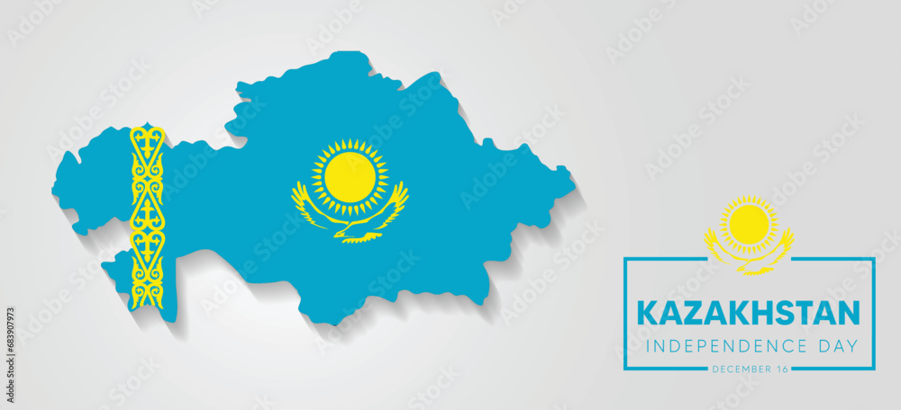 Kazakhstan Independence Day 16 December flag map vector poster Stock ...