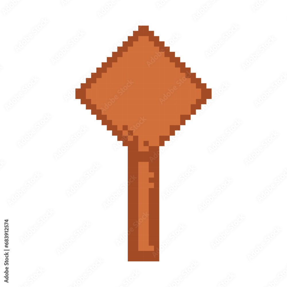 Vetor de Pixel wooden roadside sign, old village, 8 bit timber roadside ...