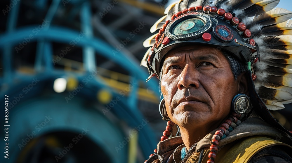 Native American indigenous mechanical engineer working on Industry ...