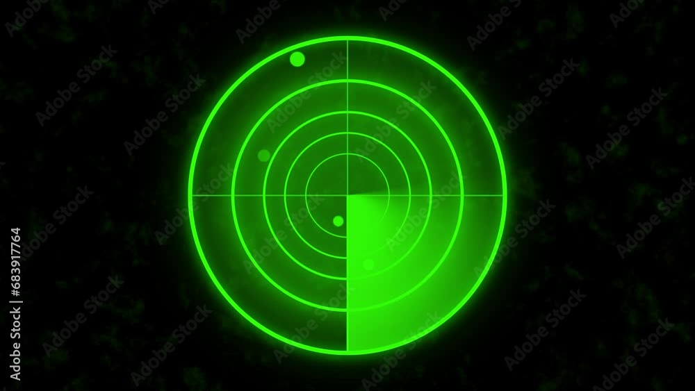 Signal transmitted Sonar radar. Glow green background with navigation ...