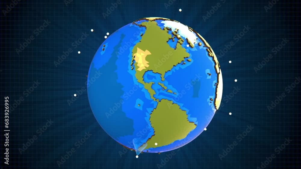 Low poly polygon earth with toon shading revolving around in space and ...