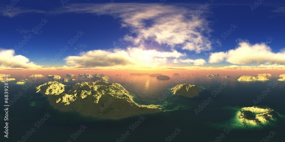 sea panorama, HDRI, environment map , Round panorama, spherical ...