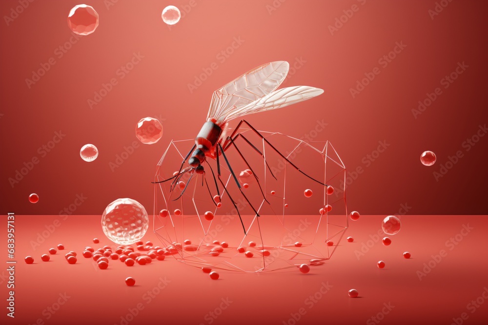 3d graphic illustration of a mosquito representing disease such as ...