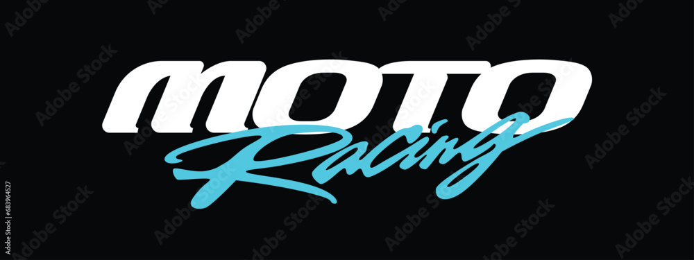 Racing Vector graphic lettering T shirt design. Moto sport helmet decal ...
