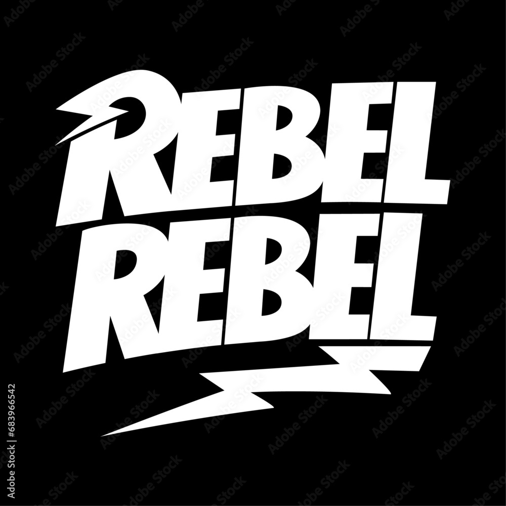 Rebel Vector lettering graphic T shirt design. David Bowie font ...