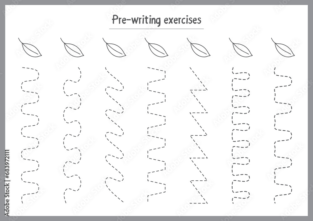 Basic writing exercises. Trace line worksheets for children. Preschool ...