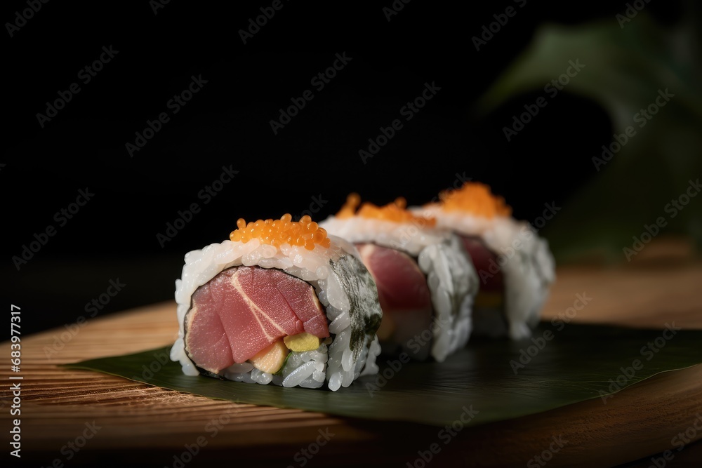 Tuna Sushi Rolls, Nori Maki Sushi Rolls with Raw Fish, Maguro Tuna ...