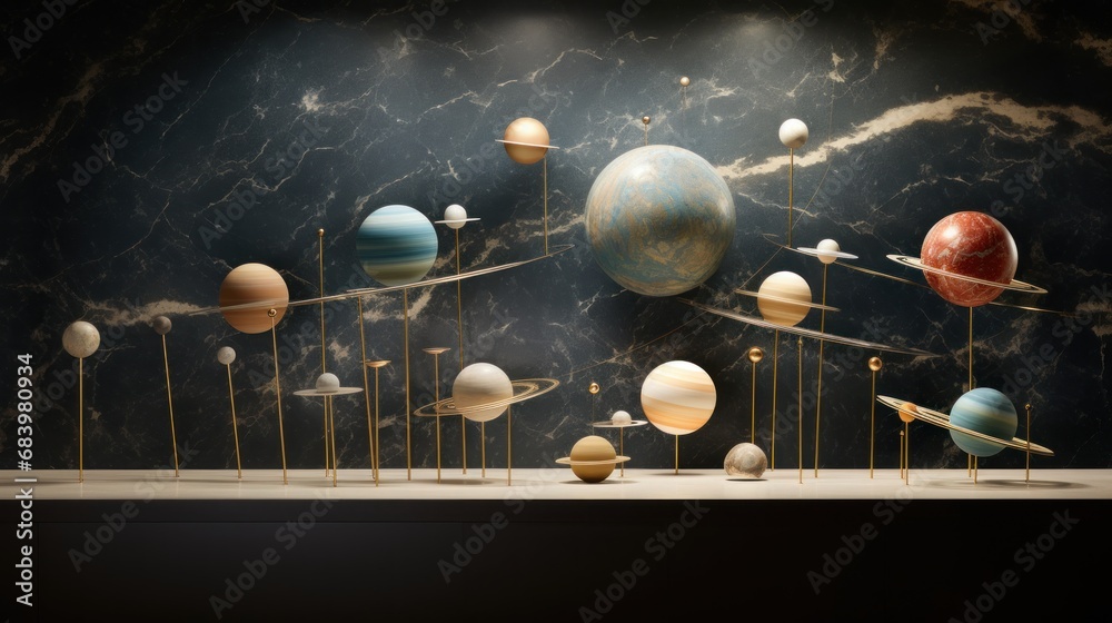 a model of the solar system with all the planets on display in front of ...