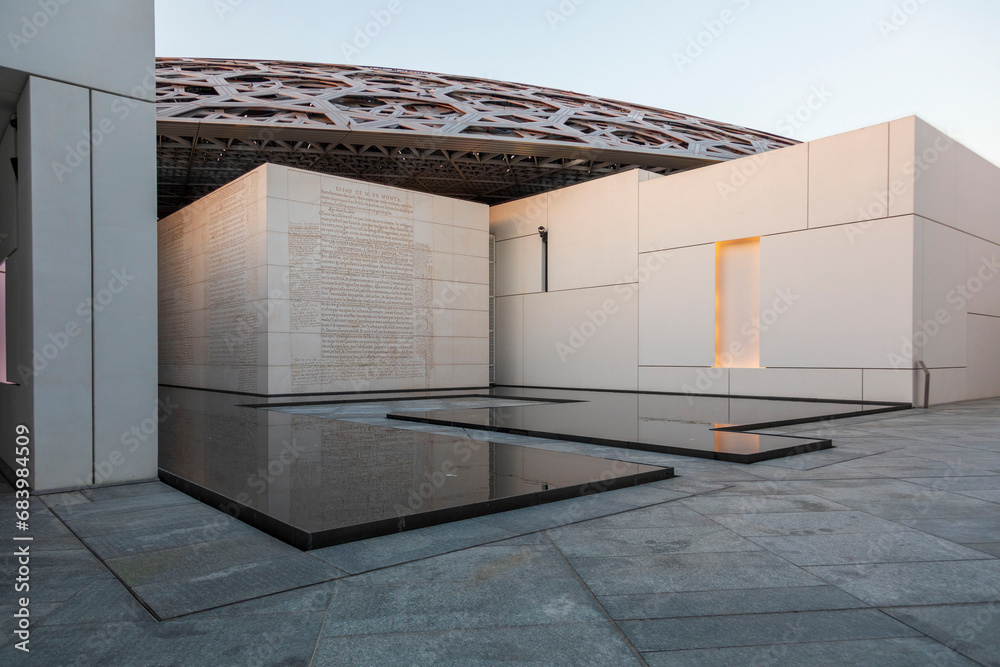 Modern architecture of Louvre Museum building in Abu Dhabi Stock Photo ...