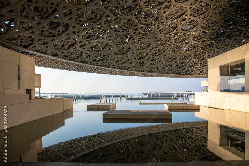 Modern architecture of Louvre Museum building in Abu Dhabi Stock Photo ...